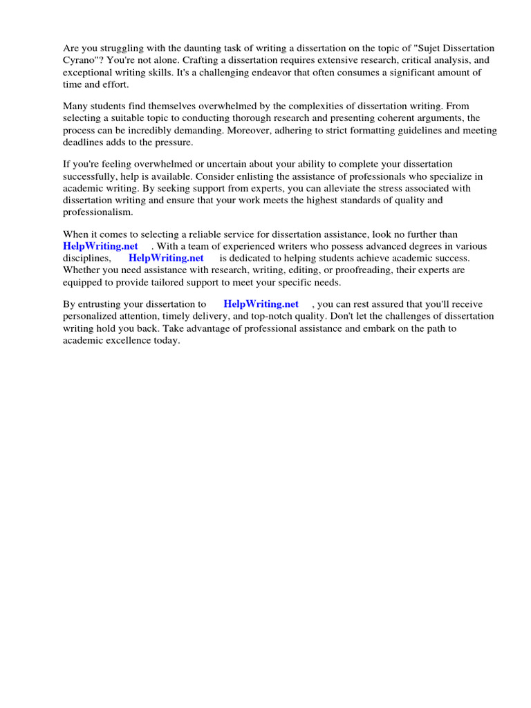 Sujet Dissertation Cyrano | PDF | Thesis