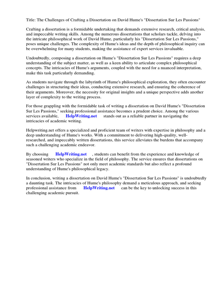 Hume Dissertation Writing Challenges | PDF | David Hume | Reason