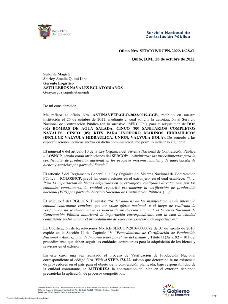 Sercop 1628o | PDF | Finanzas y dinero