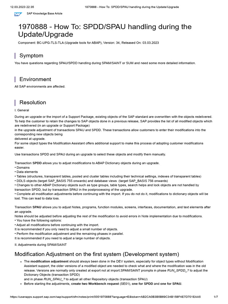 How To - SPDD - SPAU Handling During The Update - Upgrade | Download ...