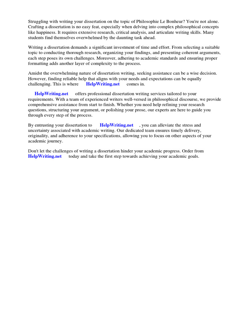 Dissertation Help on Philosophie Le Bonheur | PDF | Thesis | Scribd