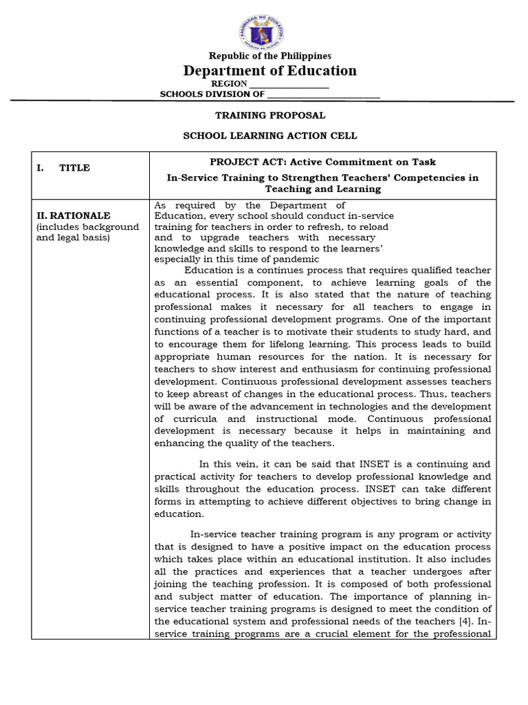 Training Proposal | PDF | Teachers | Learning