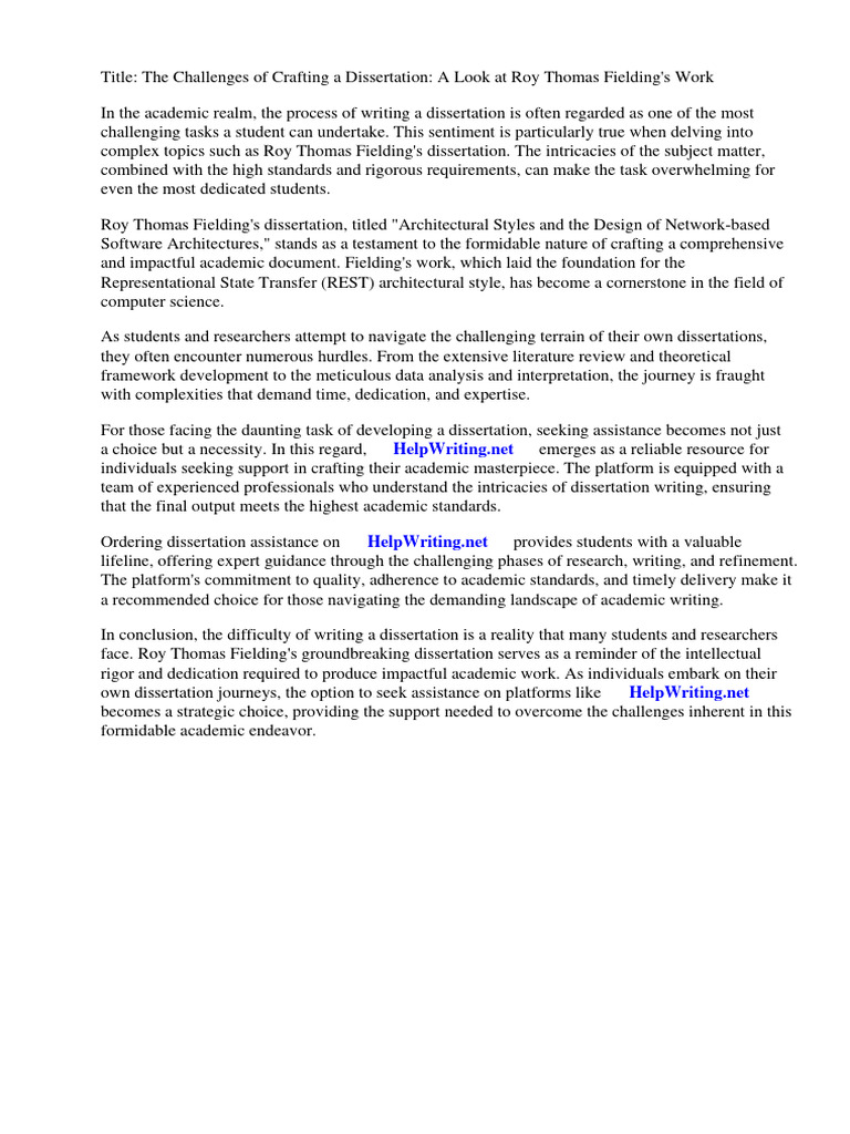 Roy Thomas Fielding Dissertation | PDF | Computer Science | Information ...