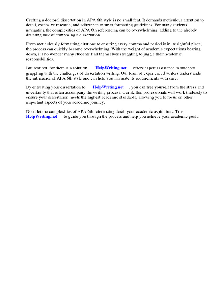 Apa 6th Doctoral Dissertation Reference | Download Free PDF | Apa Style ...