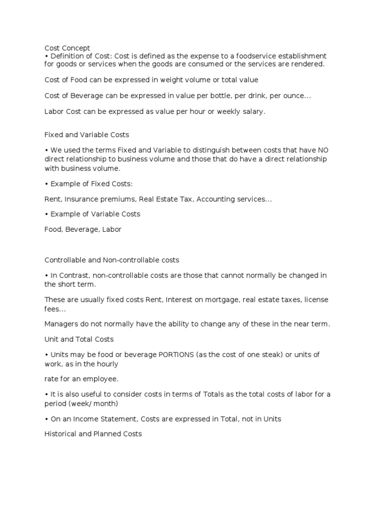 F&B Management | PDF | Cost | Foodservice