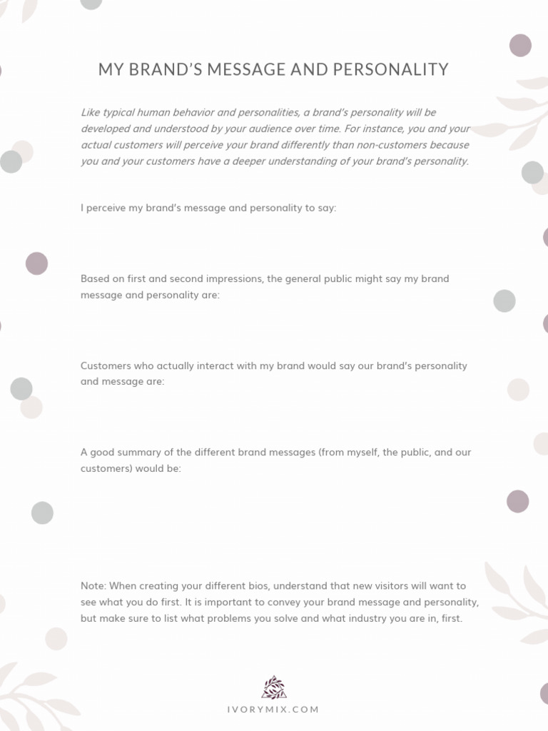 3 Brand Personality and Bios Form | PDF