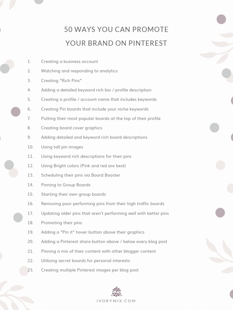 50 Ways To Promote On Pinterest | PDF | Human Communication | Cyberspace