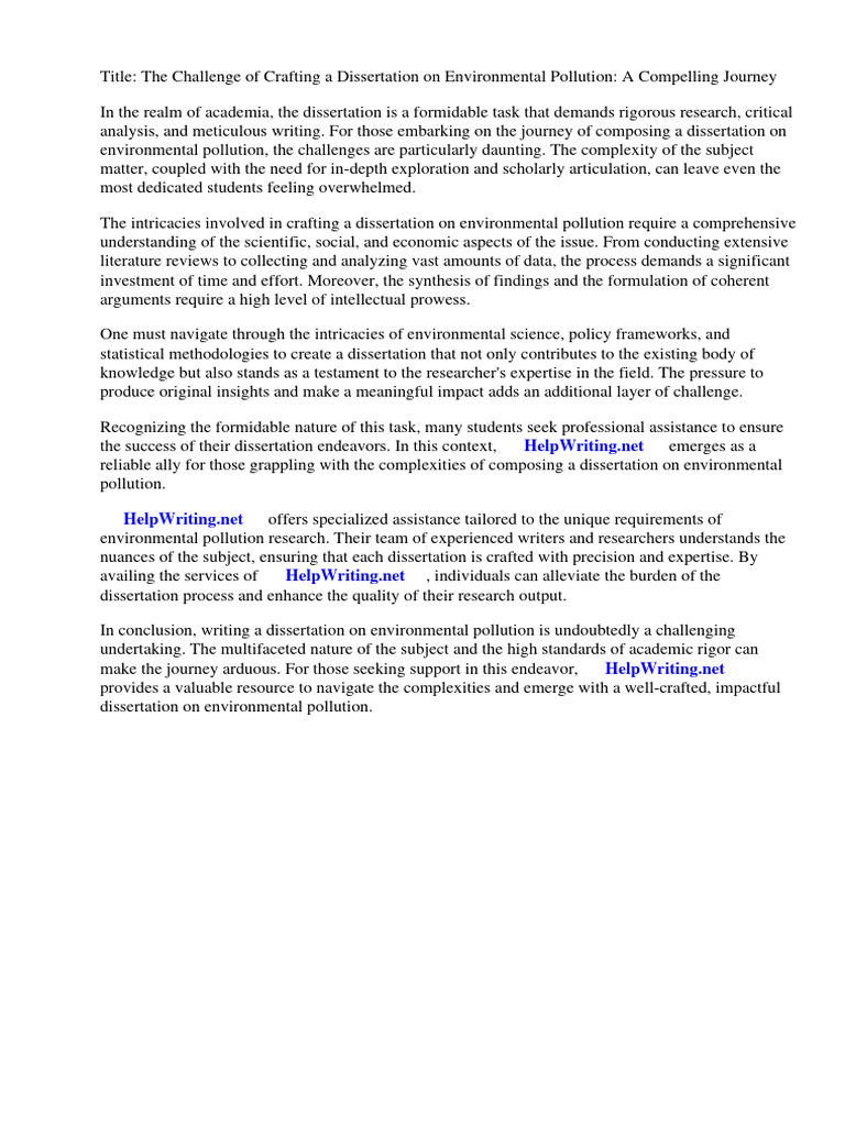 Dissertation On Environmental Pollution PDF | PDF | Air Pollution ...