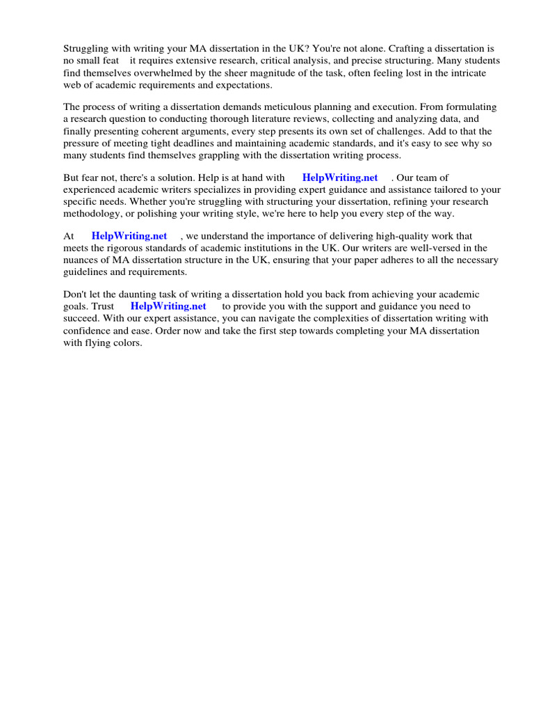 Ma Dissertation Structure Uk Pdf Thesis