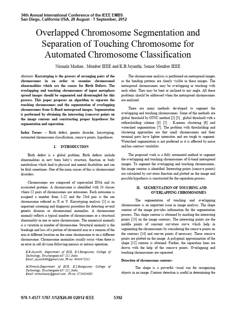 Overlapped Chromosome Segmentation and Separation of Touching Chromosome For Automated ...