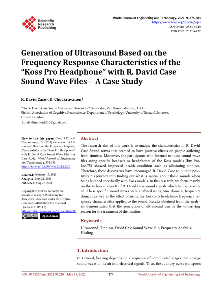 David Case Sound Study Ultrasound | PDF | Sound | Hearing