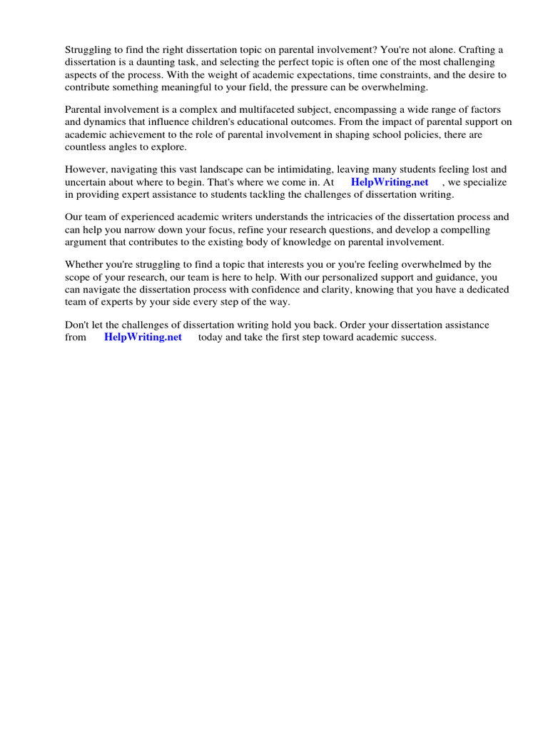 Dissertation Topics Parental Involvement | PDF | Teachers | Motivation