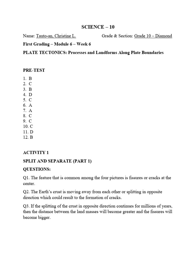 Science (Week 6) | PDF | Plate Tectonics | Earthquakes