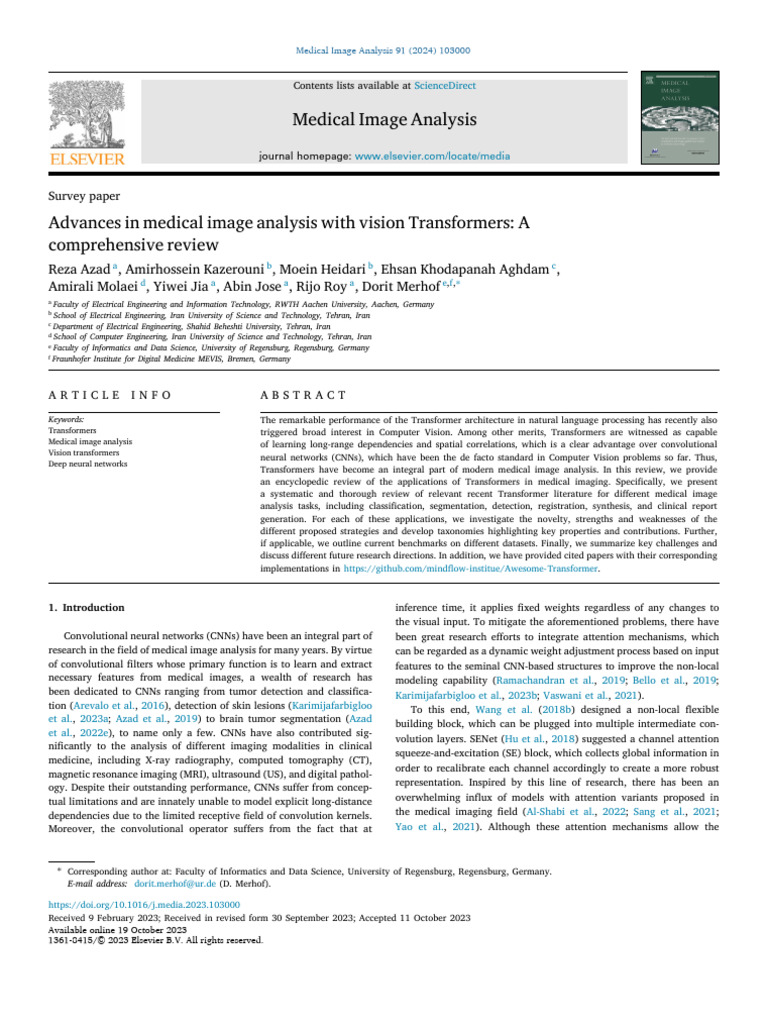 Medical Image Analysis With Transformers | PDF | Artificial ...
