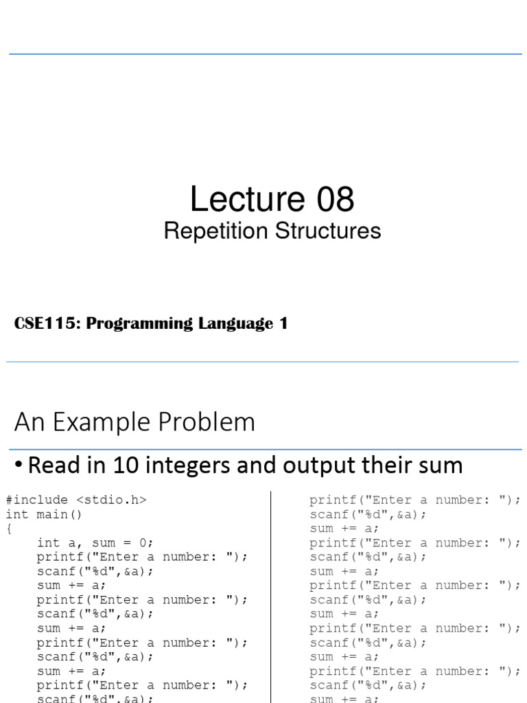 C Programming: Loops and Repetition Structures | PDF | Control Flow | Computer Programming