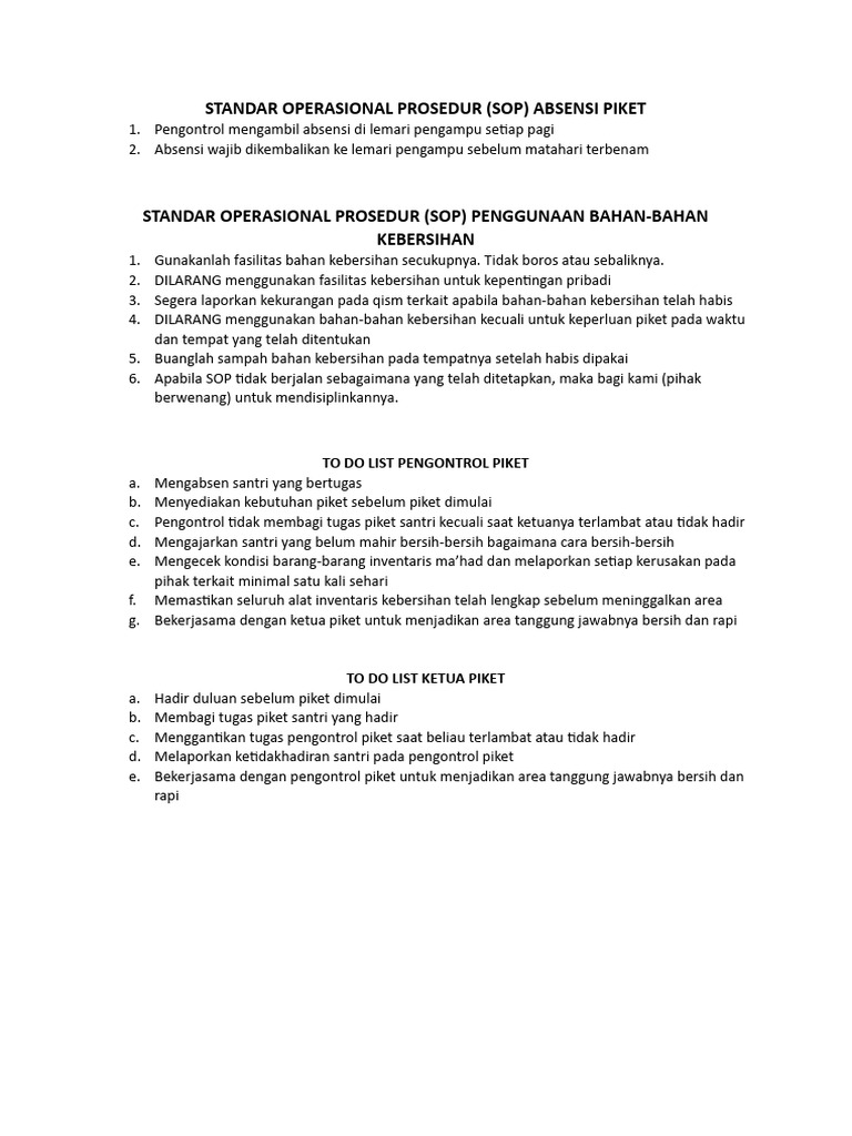 Standar Operasional Prosedur | PDF