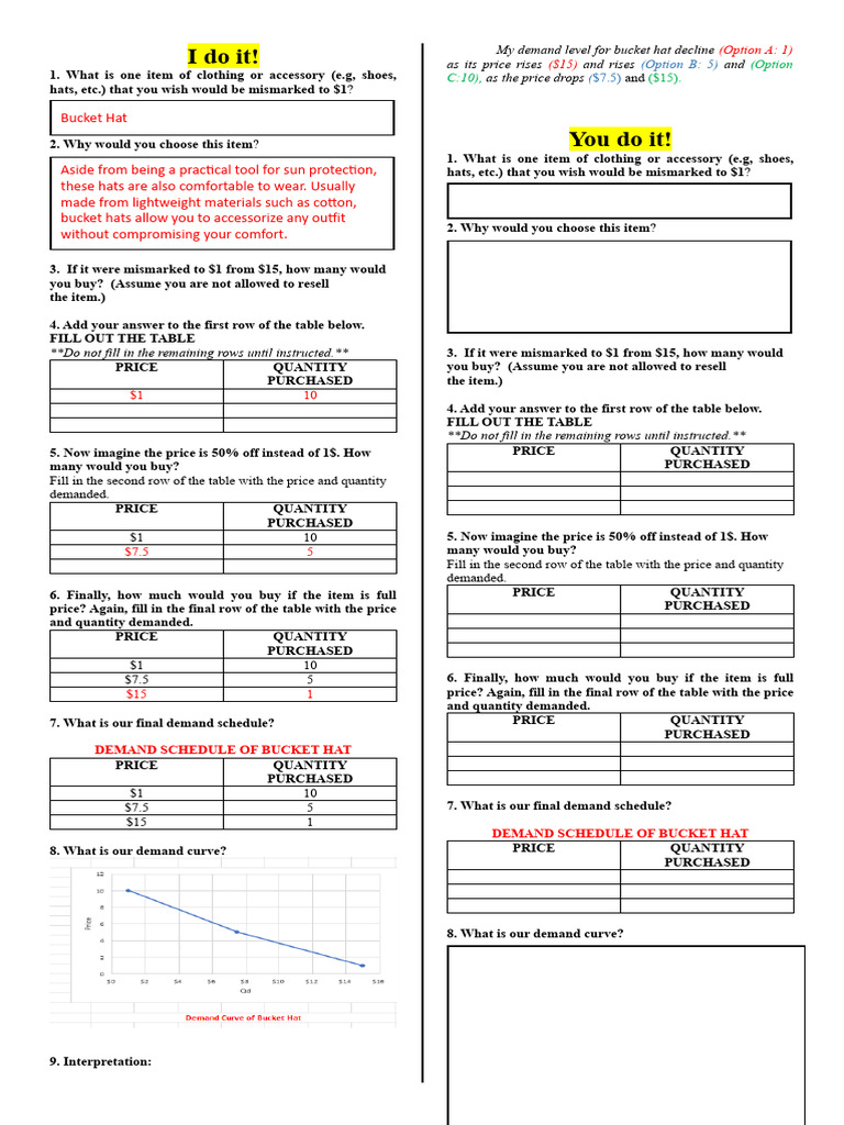 CO_WORKSHEETS | PDF | Demand | Prices