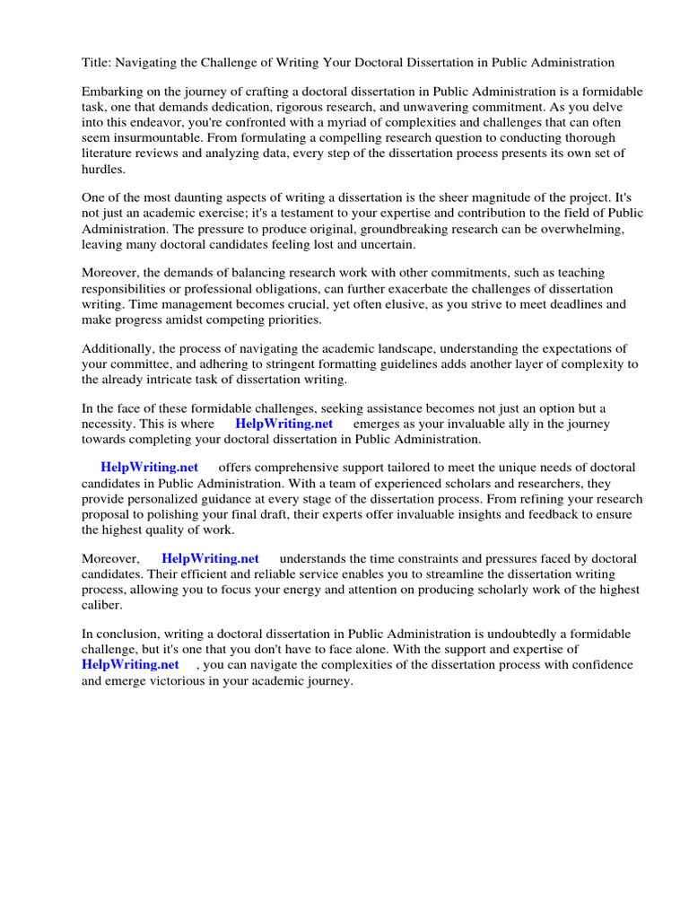 Doctoral Dissertation in Public Administration | PDF | Public ...