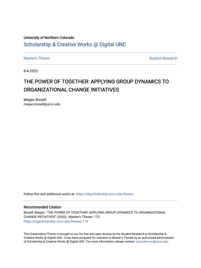 The Power of Together - Applying Group Dynamics To Organizational | PDF | Sociology | Theory