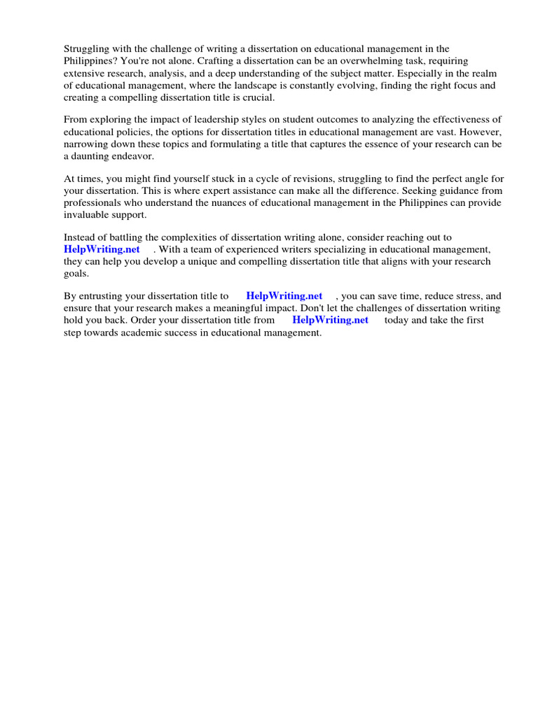 Dissertation Titles in Educational Management in The Philippines | PDF ...