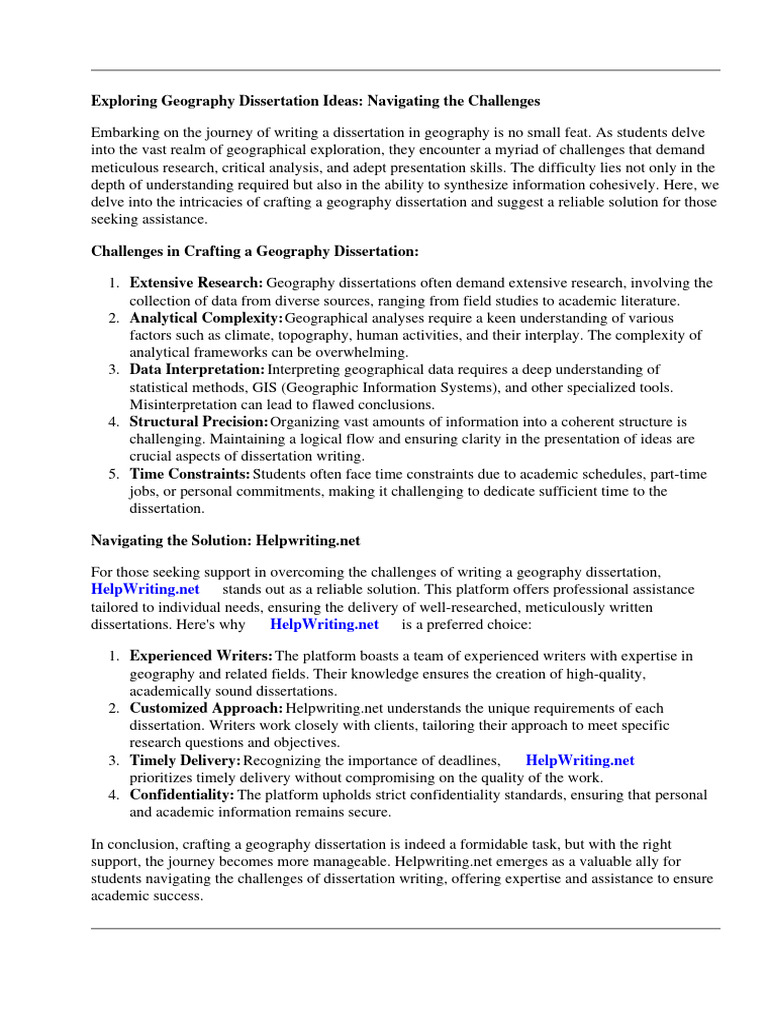 Geography Dissertation Ideas | PDF Geography Dissertation Ideas | PDF
