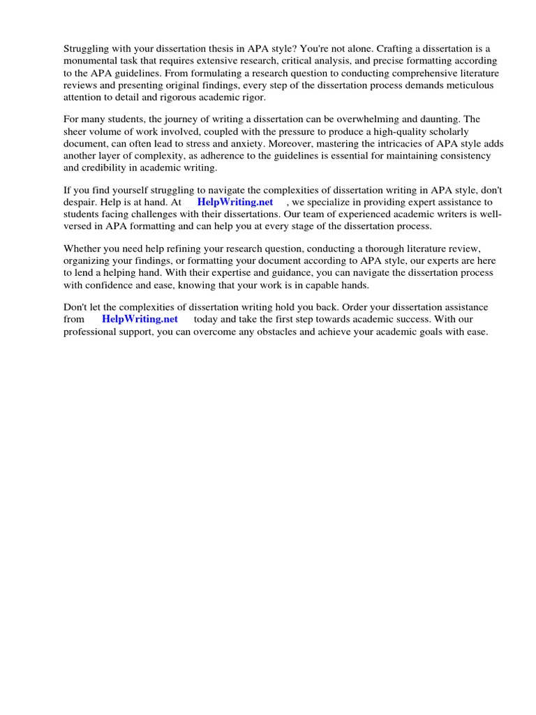Dissertation Thesis Apa Style | PDF | Thesis | Apa Style