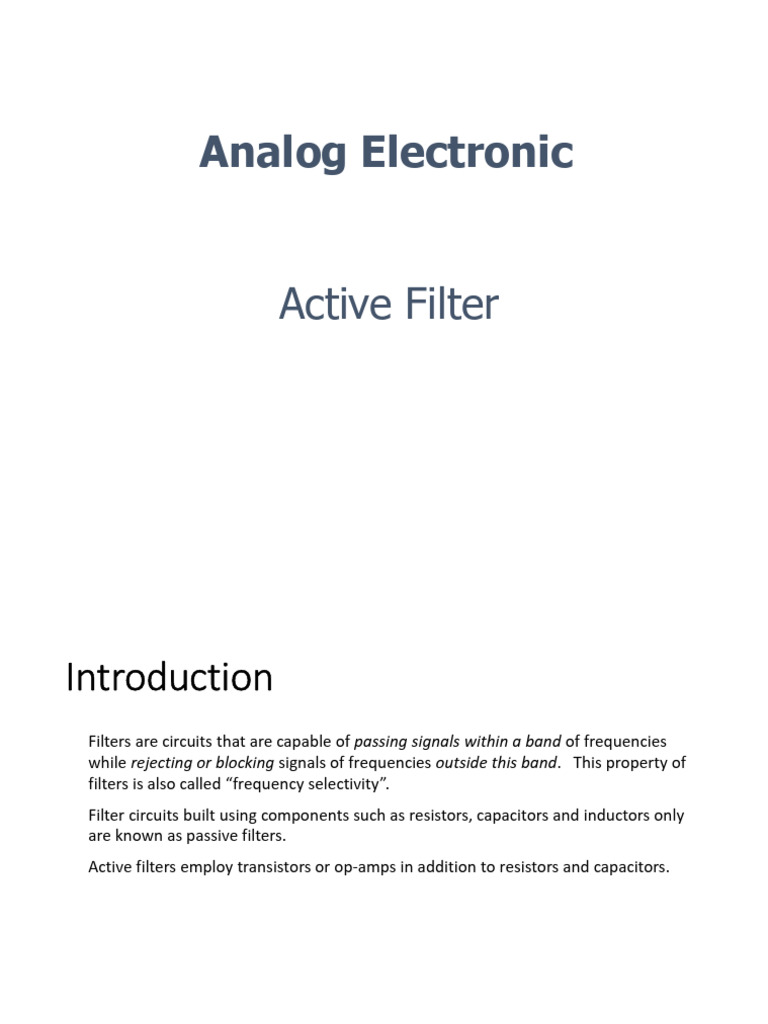 Chapter 8 - Active Filter | PDF | Electronic Filter | Low Pass Filter