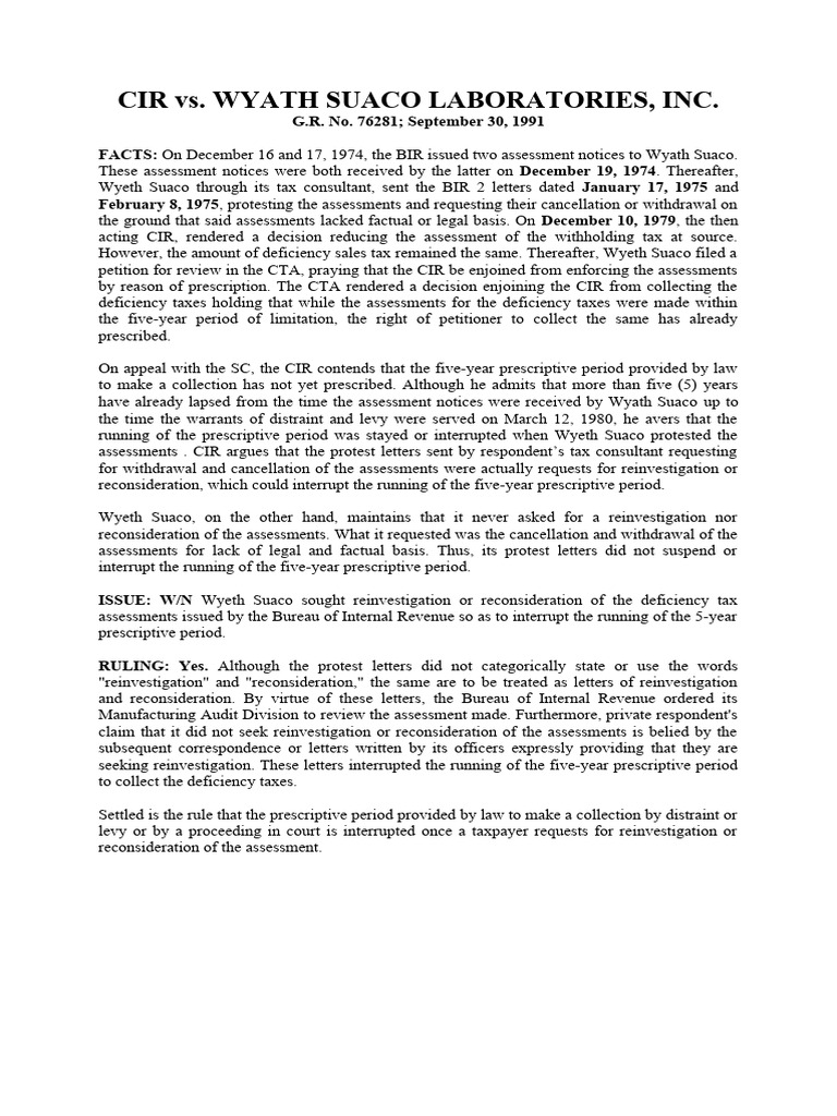 01 CIR vs. Wyath Suaco Laboratories, Inc | PDF | Business