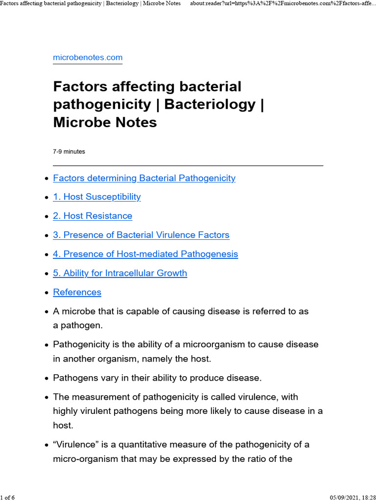 Factors Affecting Bacterial Pathogenicity | PDF | Bacteria | Immune System