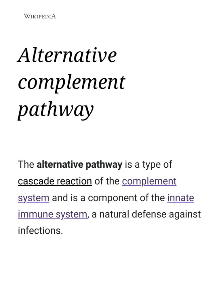 Alternative Complement Pathway - Wikipedia | PDF | Complement System | Biology