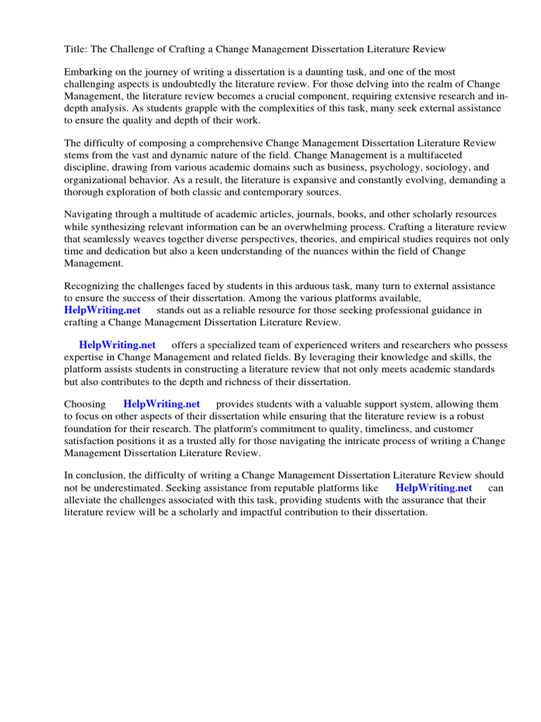 Change Management Dissertation Literature Review | PDF