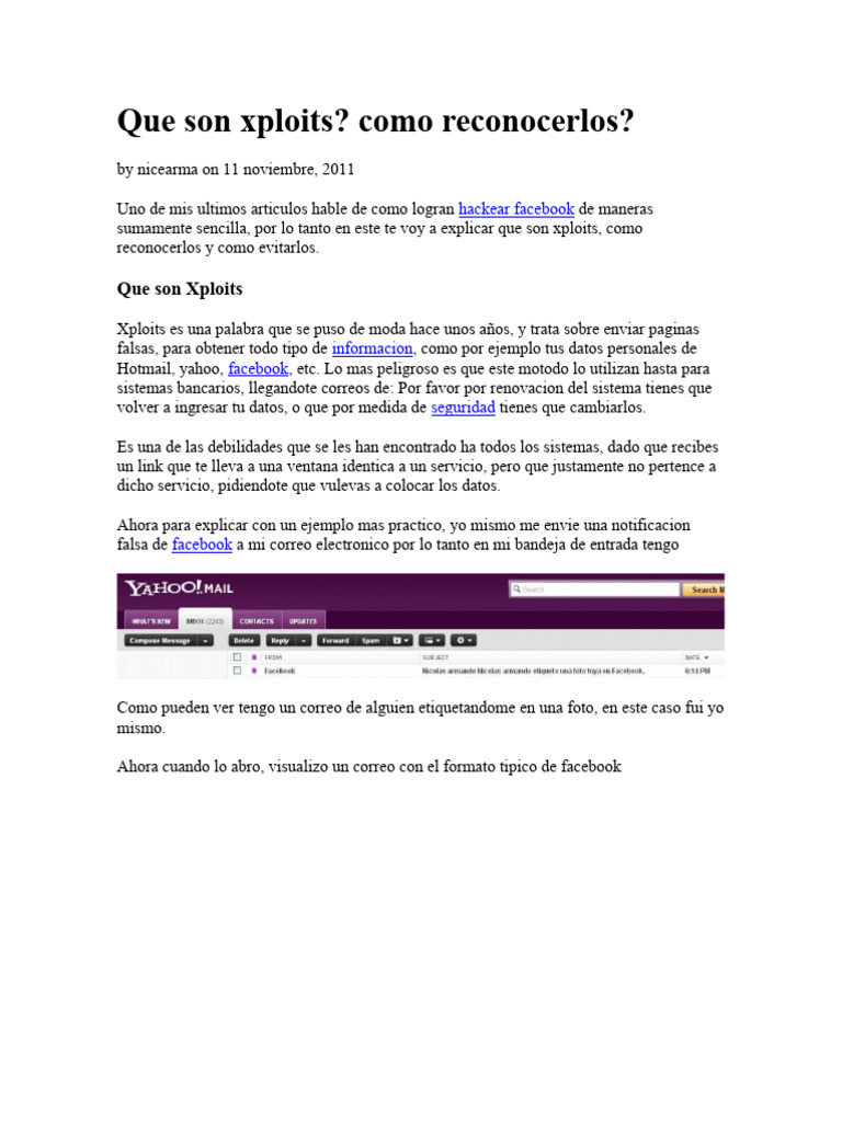 Que Son Xploits | PDF | Facebook | Privacidad en internet