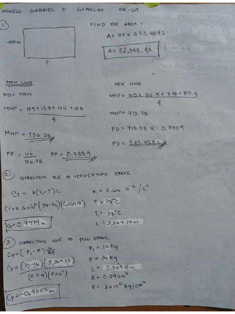 Guanlao AR201 Surveying Quiz1solution | PDF