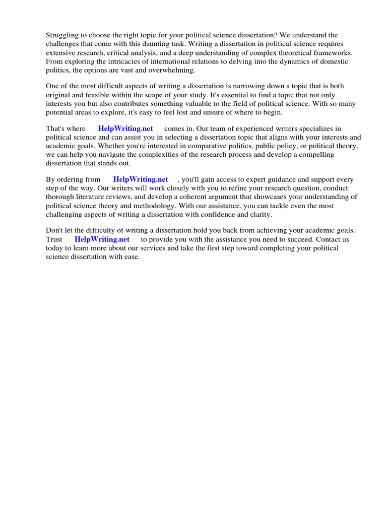Dissertation Topics Political Science | PDF | Thesis | Science