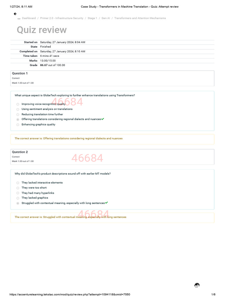 Case Study - Transformers in Machine Translation - Quiz - Attempt ...
