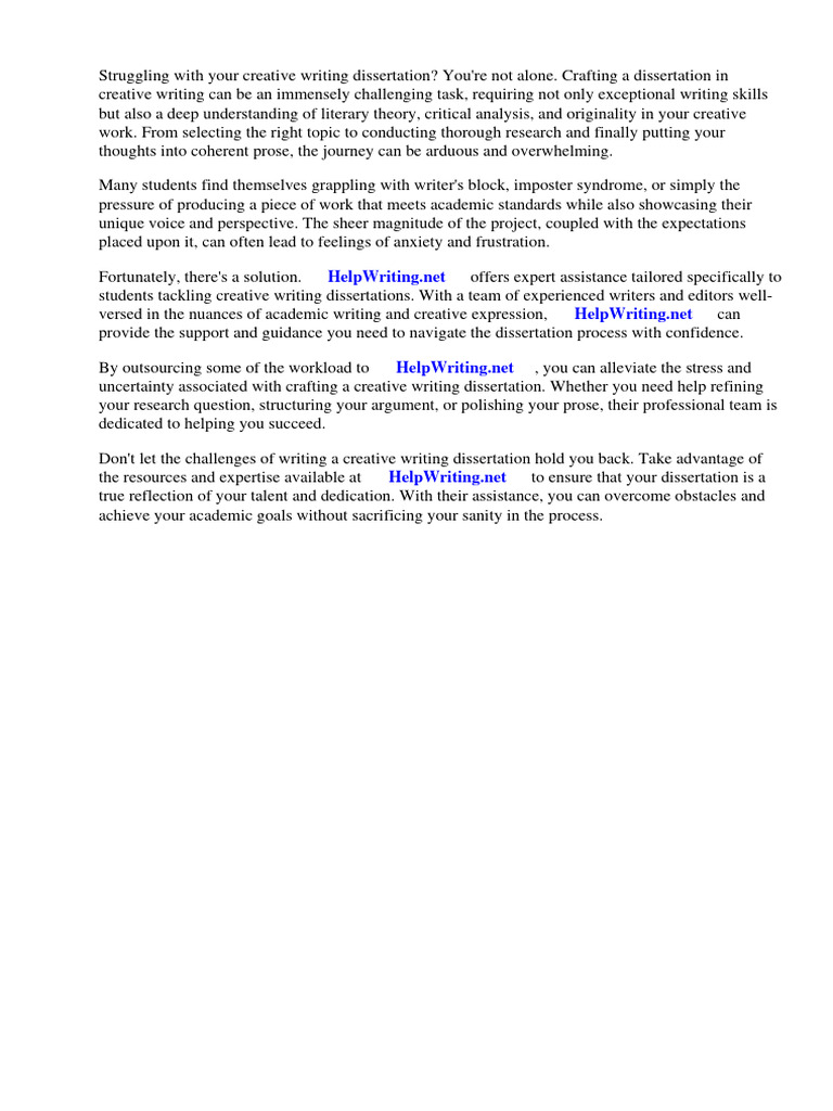 Creative Writing Dissertation Examples | PDF | Thesis | Retail
