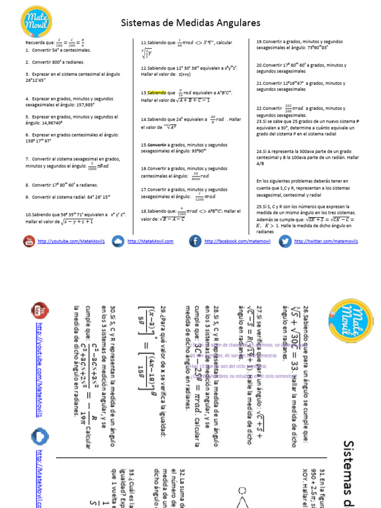 Medidas Angulares. | PDF | Geometría Elemental | Trigonometría