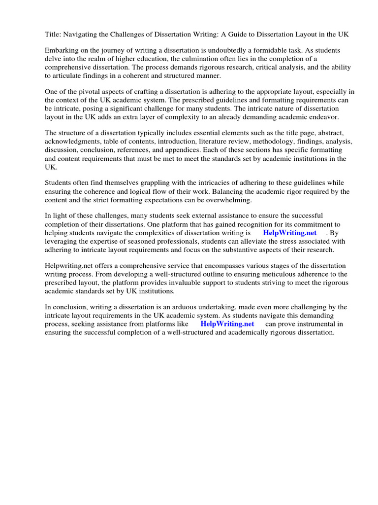 Dissertation Layout Uk | PDF | Thesis | Proofreading