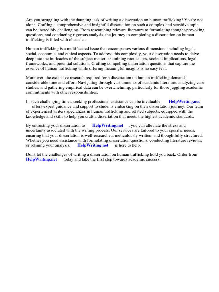 Human Trafficking Dissertation Questions | PDF | Human Trafficking ...