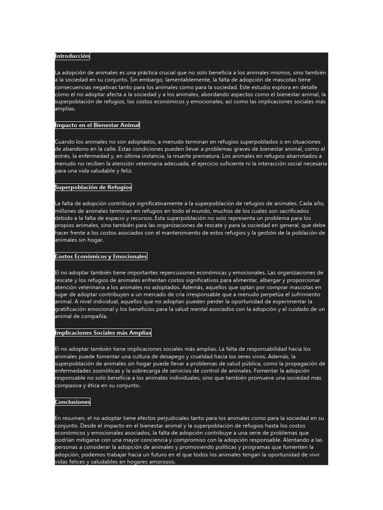 Introducción | PDF | Adopción | Sobrepoblación humana