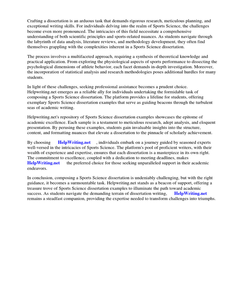 Sports Science Dissertation Examples | PDF | Science | Thesis