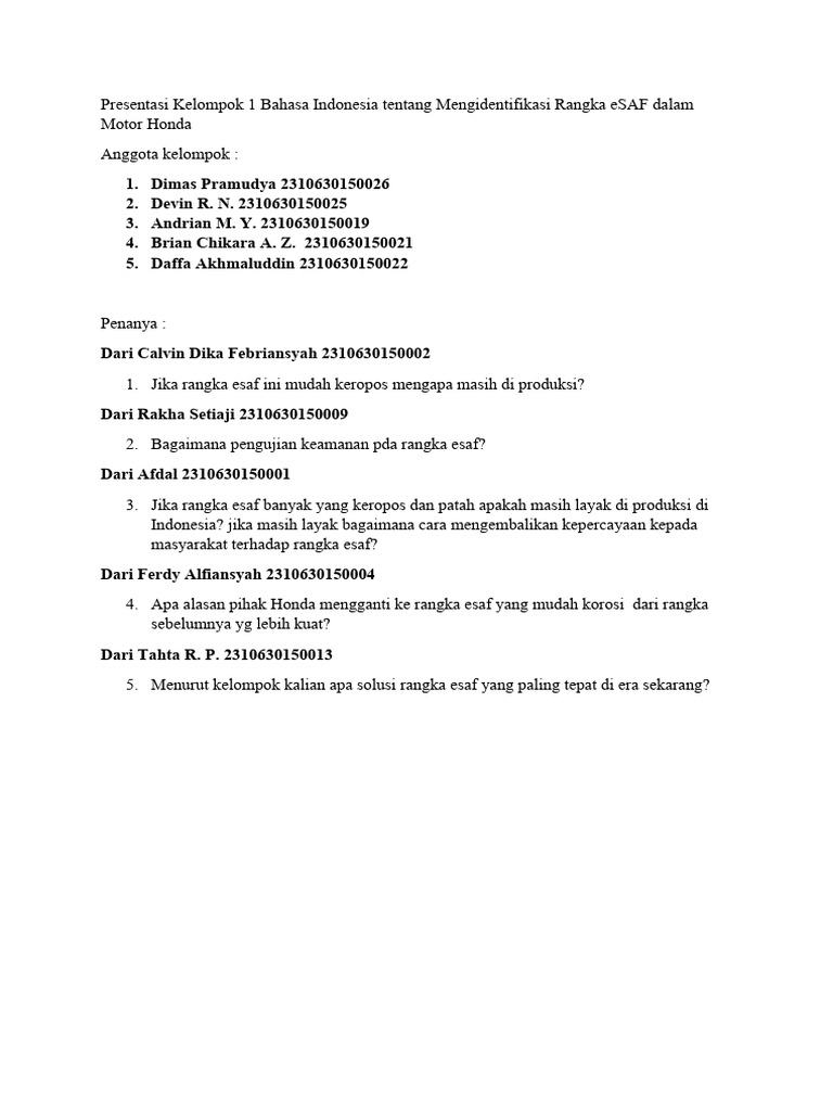 Hasil Notulen Presentasi Kelompok 1 | PDF