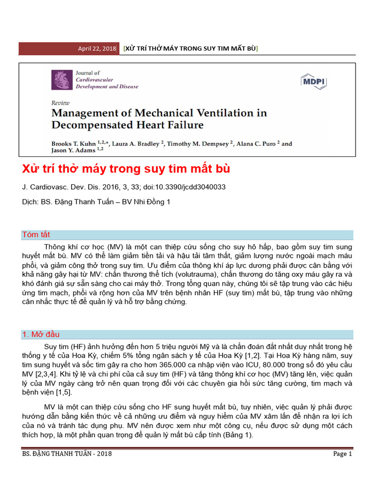 Xử trí thở máy trong suy tim mất bù | PDF