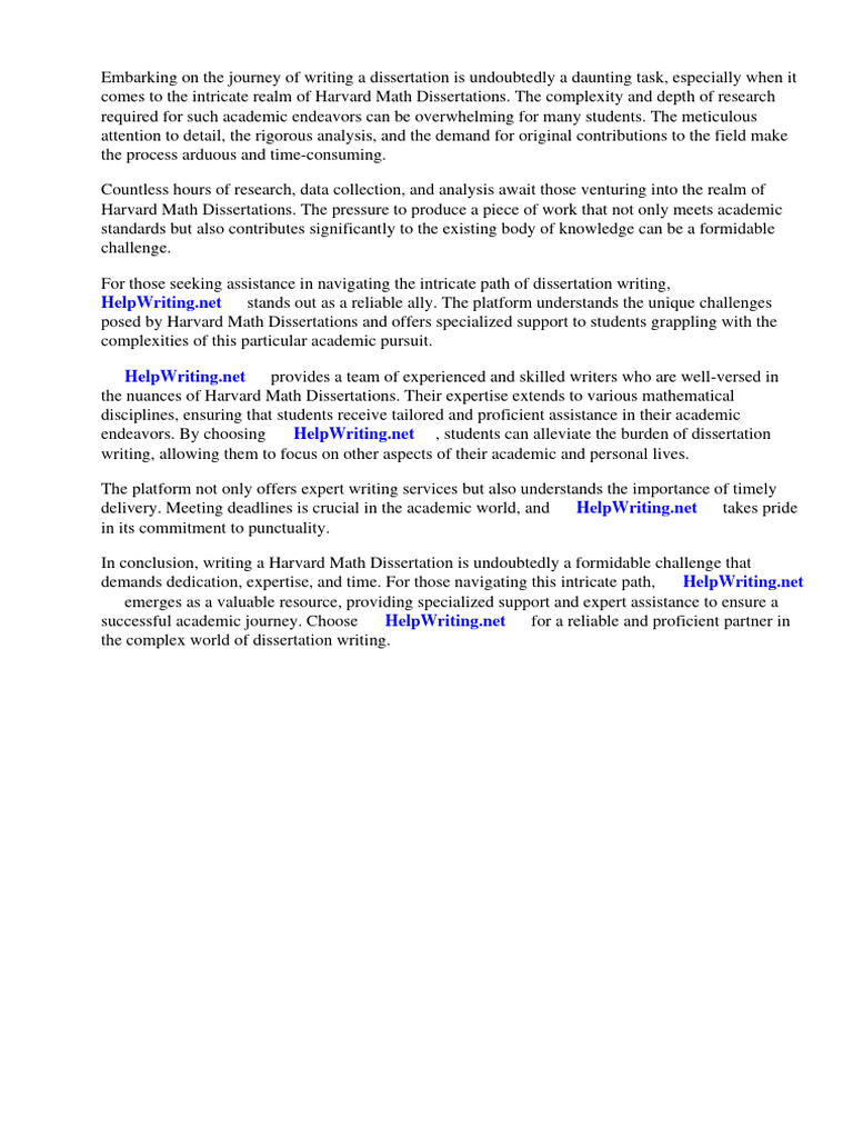 Harvard Math Dissertation Help | PDF | Thesis | Doctor Of Philosophy