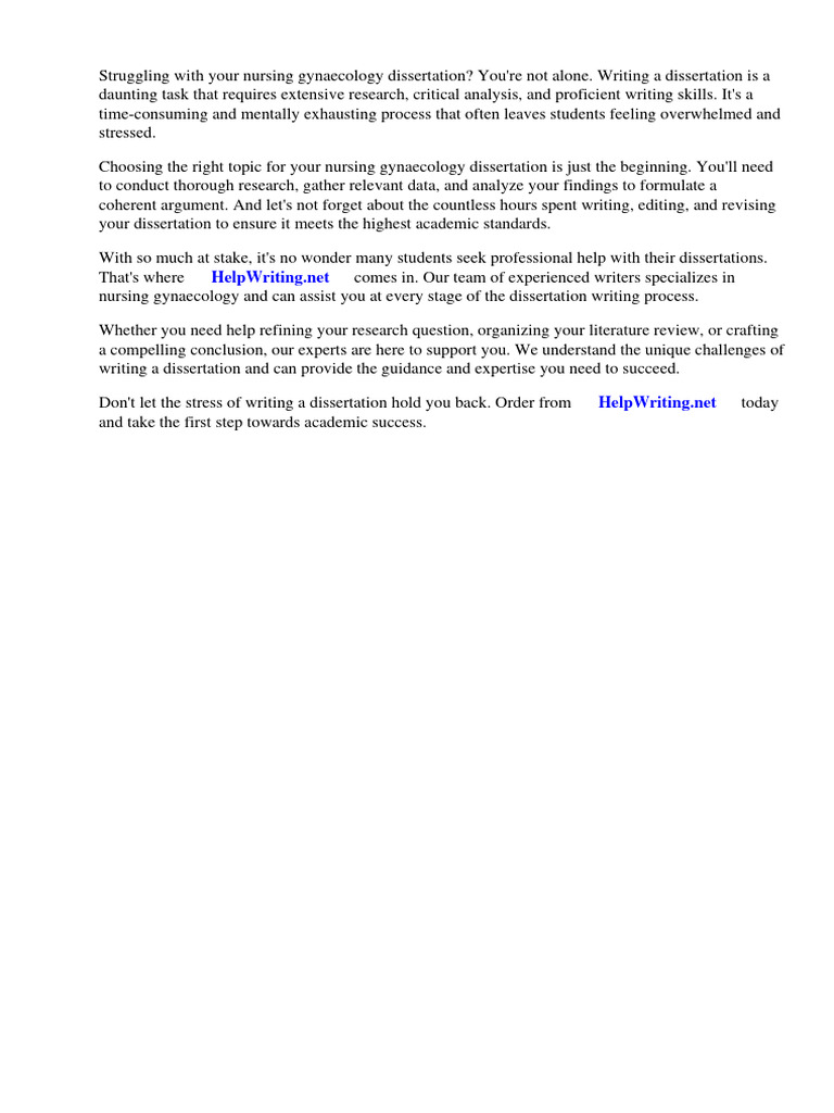 Nursing Gynaecology Dissertation Topics | Download Free PDF | Nursing ...