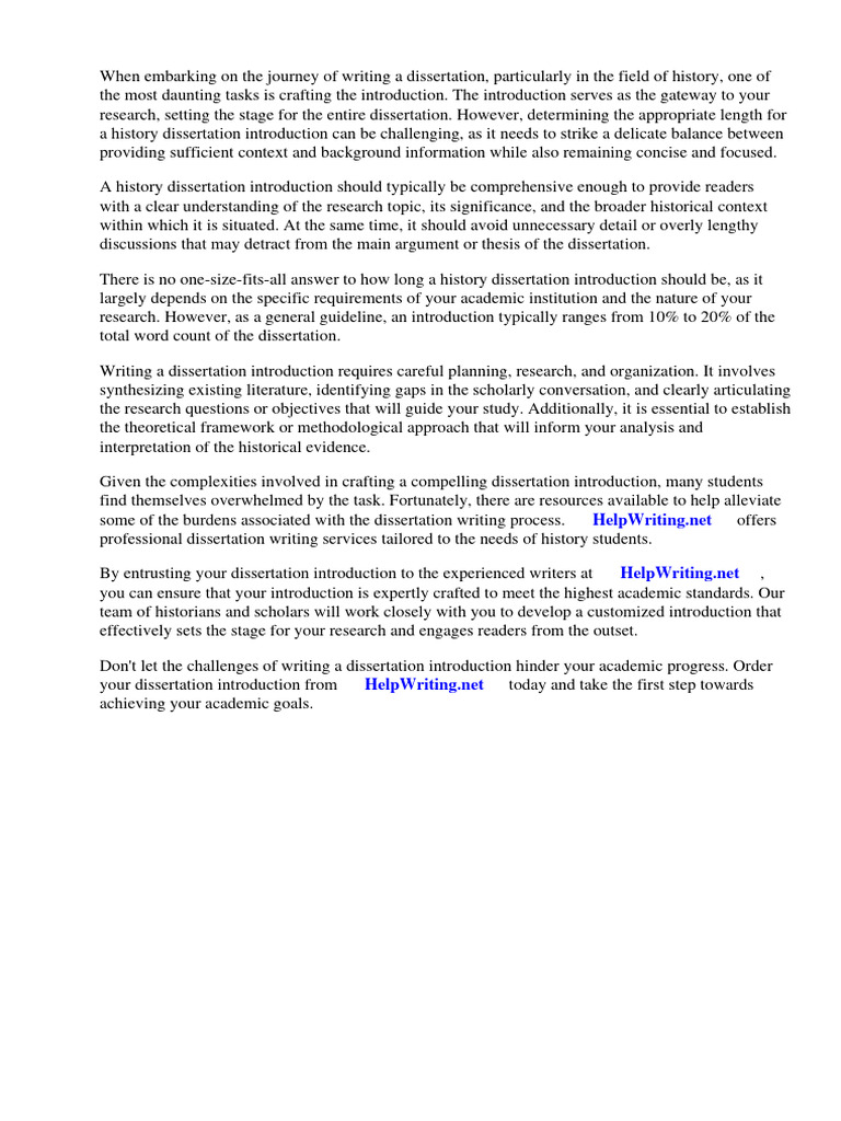 How Long Should A History Dissertation Introduction Be | PDF | Thesis ...
