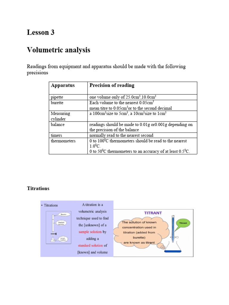 Unit 3 Lesson 3 | PDF | Titration | Chemistry
