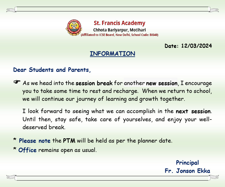 Notice for Session Break(2023-24) | PDF