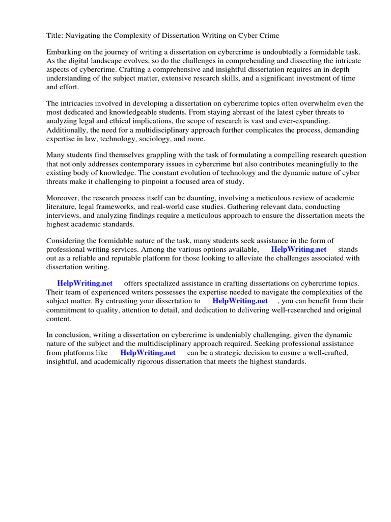 Dissertation Topics On Cyber Crime | PDF | Computer Security | Security