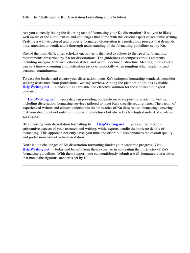 Ku Dissertation Formatting | Download Free PDF | Thesis